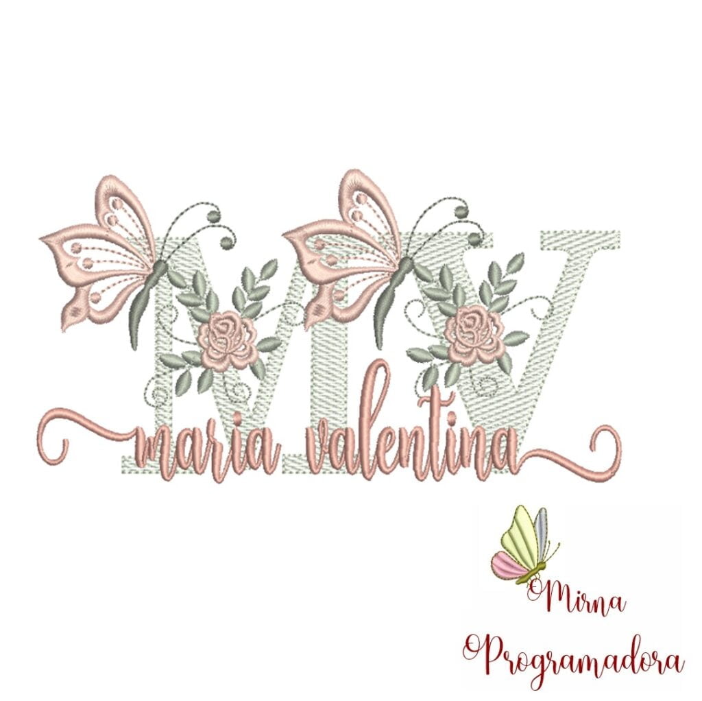 Matriz de Bordado - Nome Maria Valentina - Matrizes Lindas