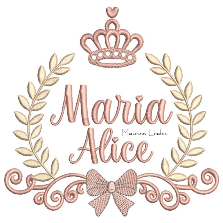 Matriz de Bordado - Nome Maria Alice Moldura Raminho - Matrizes Lindas