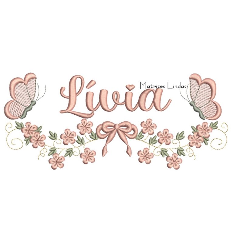 Matriz de Bordado - Nome Lívia com Raminho - Matrizes Lindas